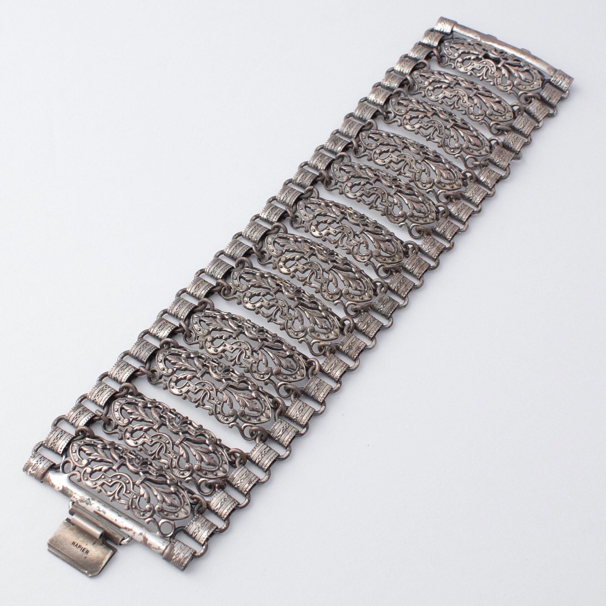 Vintage Napier Silver Plate Filigree Link Bracelet 1950s - Etsy