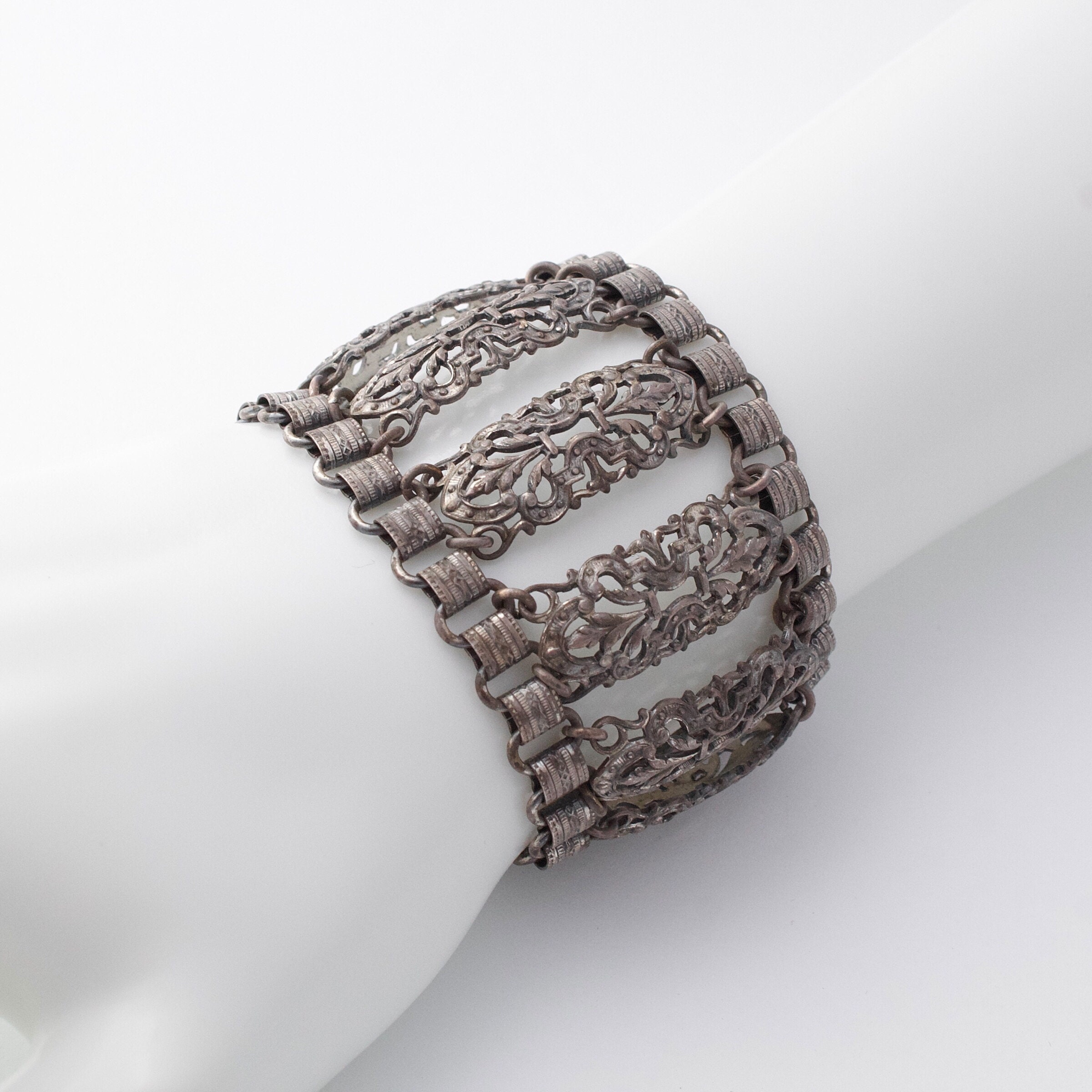 Vintage Napier Silver Plate Filigree Link Bracelet 1950s - Etsy