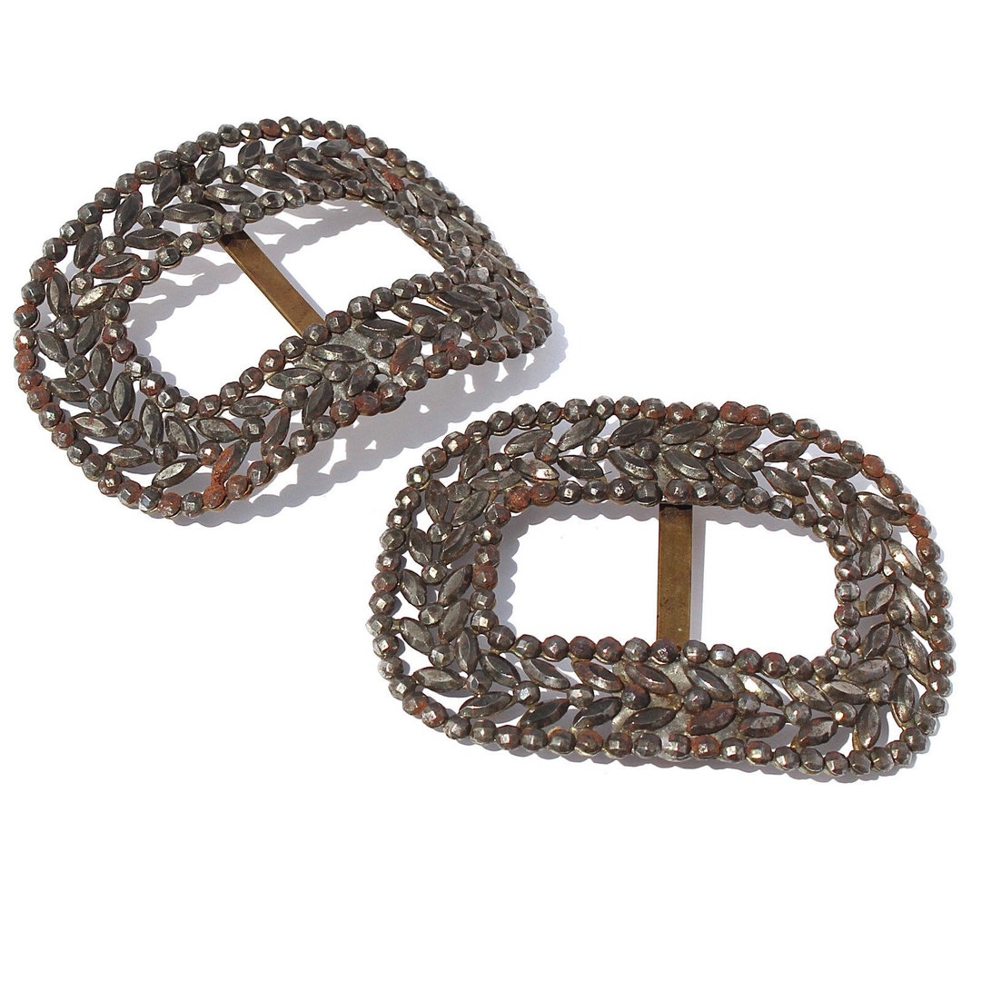 Antique French Cut Steel Shoe Buckle Clips Late Victorian Early ...