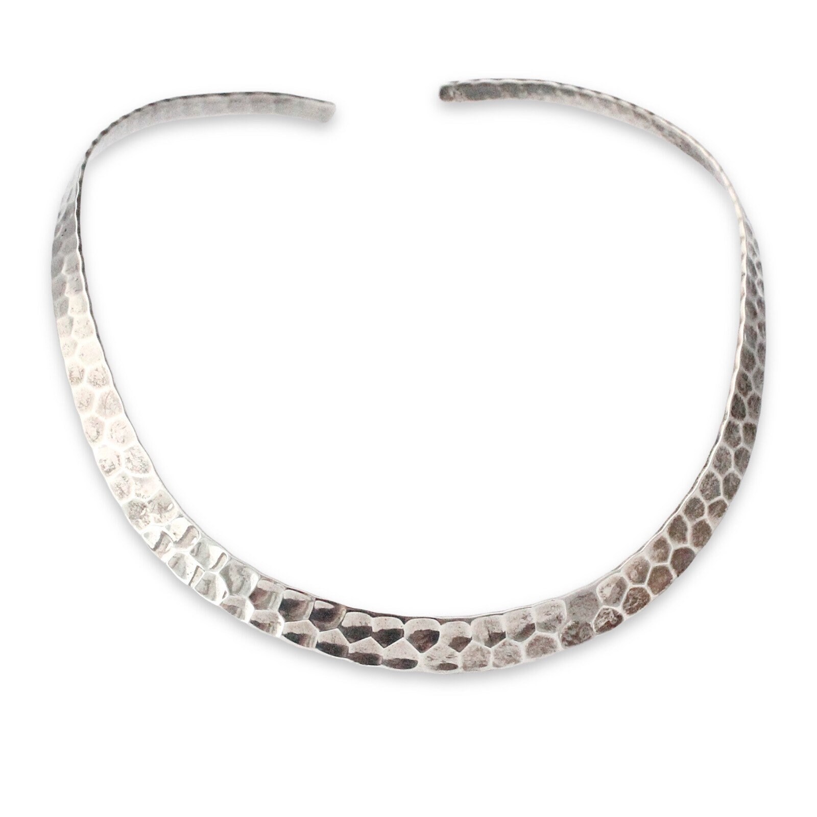 Vintage Sterling Silver Collar Necklace, Wide Choker With Hammered ...