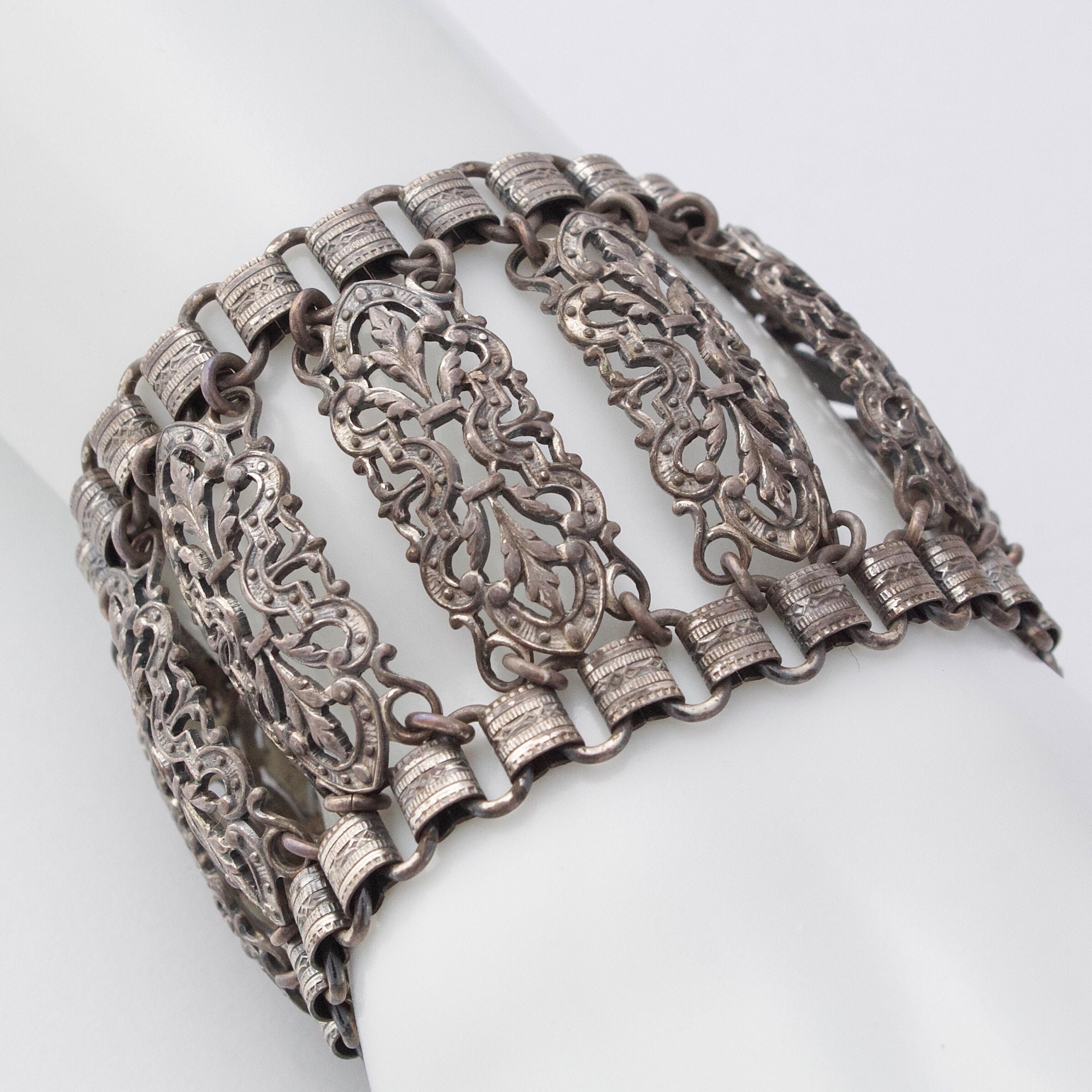 Vintage Napier Silver Plate Filigree Link Bracelet, 1950s Mid-century ...