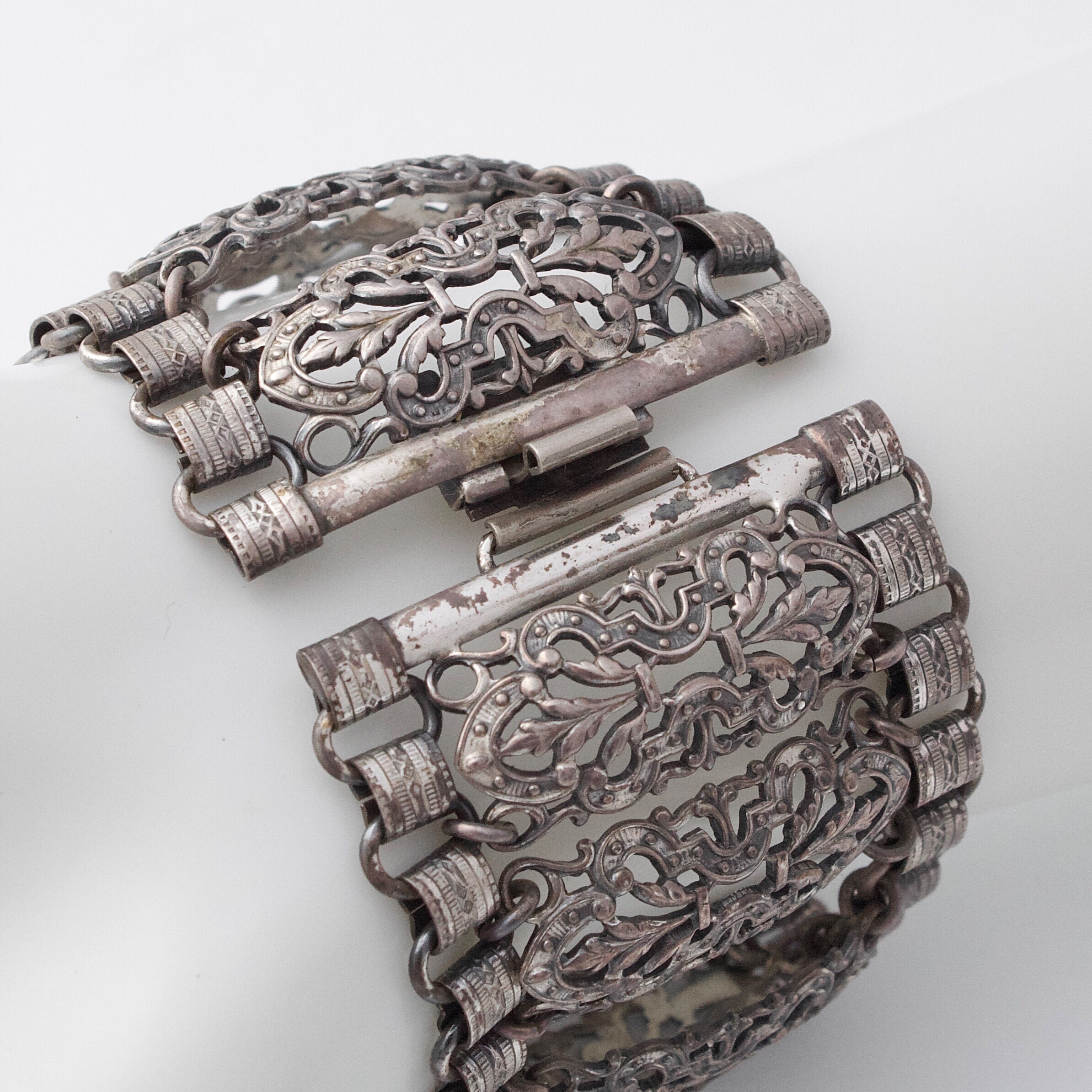 Vintage Napier Silver Plate Filigree Link Bracelet, 1950s Mid-century ...