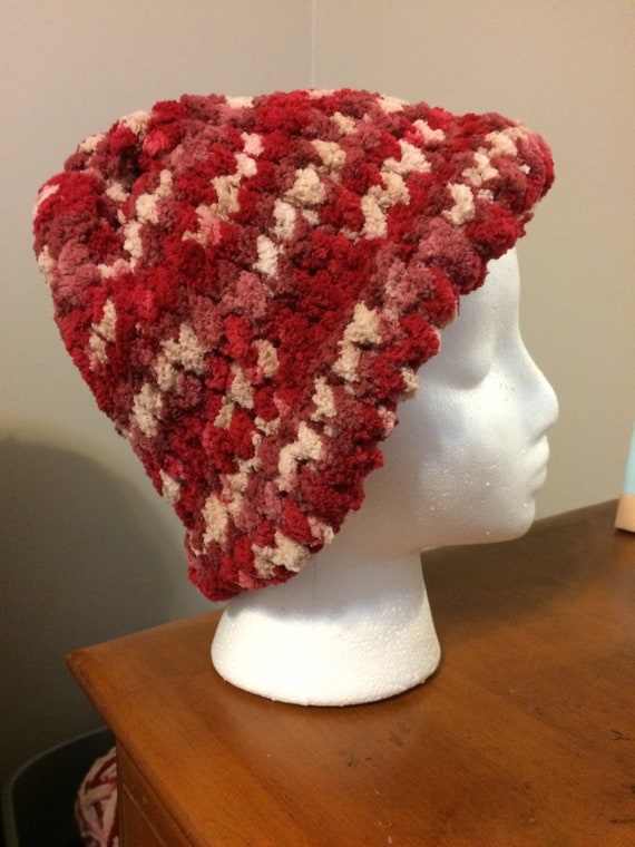 Fuzzy Winter Hat Red Mix Adult Size - Etsy
