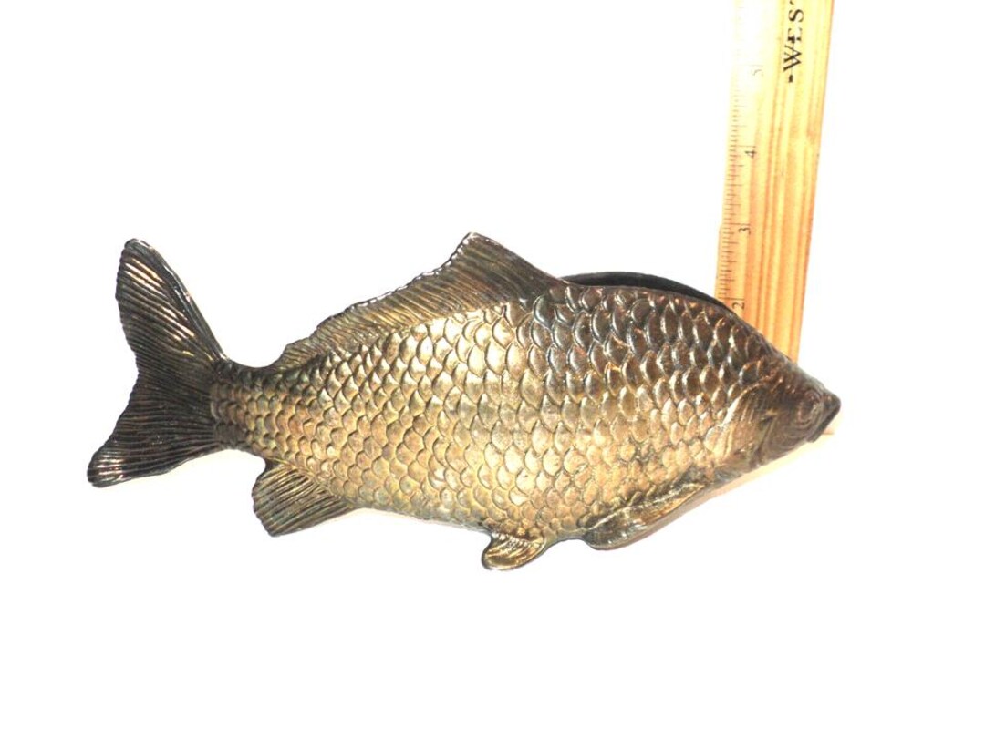 Vintage Koi Carp Fish Letter Holder Brass Metal Napkin or Memo Holder ...