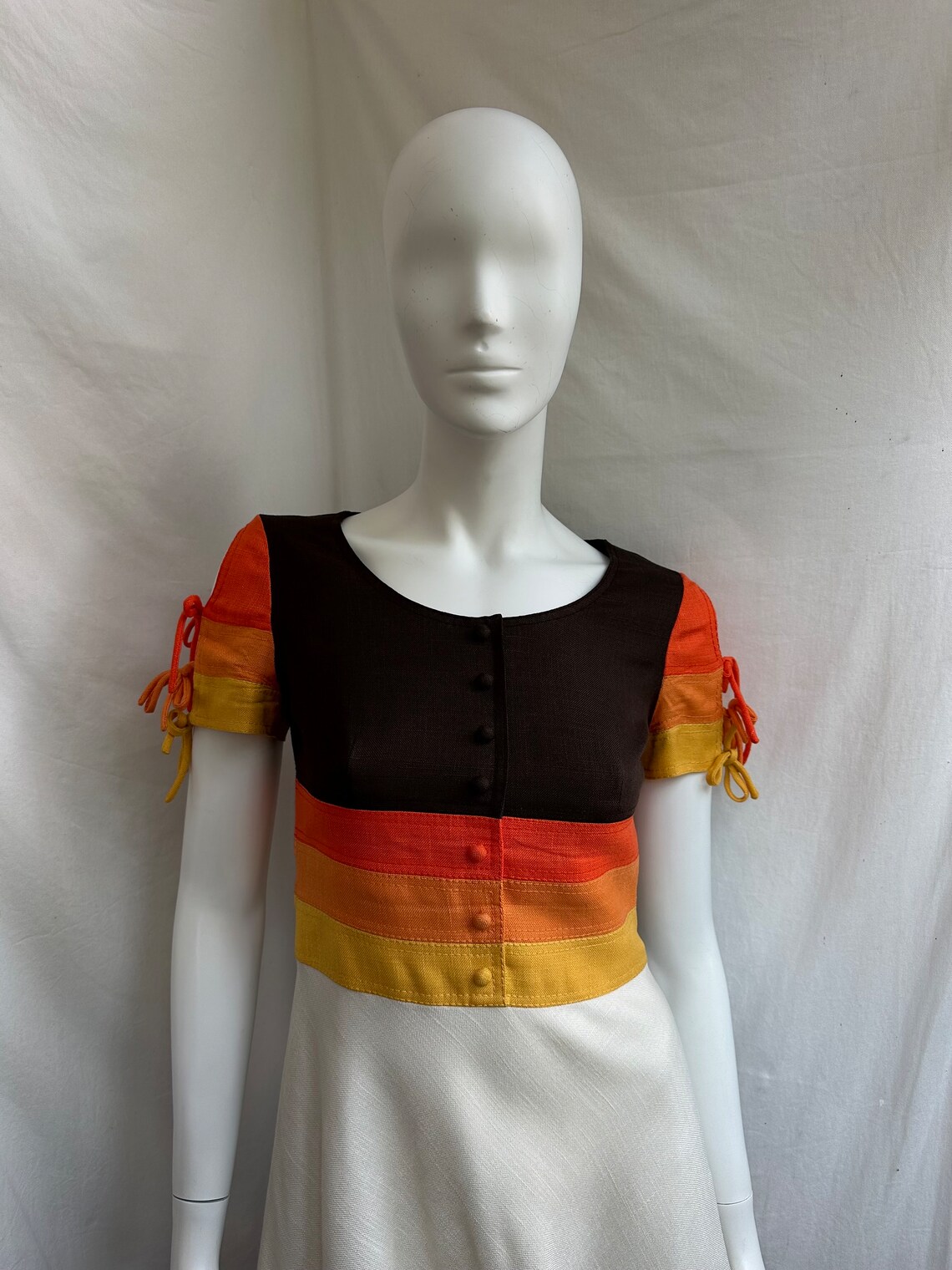 Vintage 70s LOUIS FERAUD Burlap Bell-bottom Dress. Bow Sleeves - Etsy