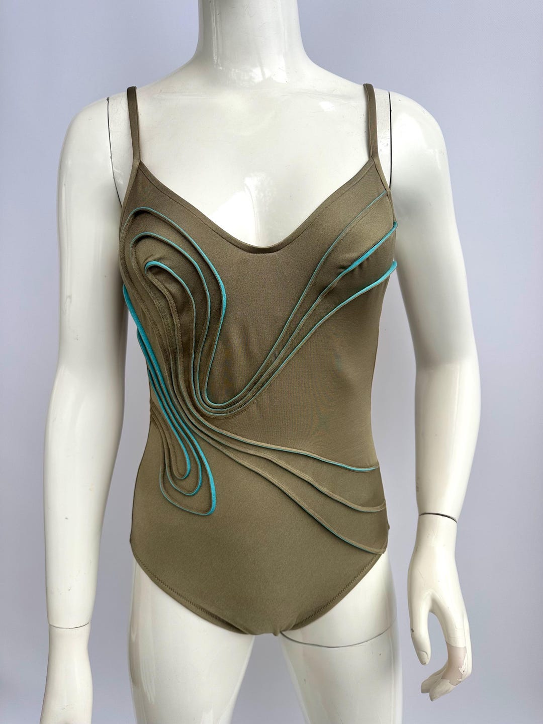 Y2k Vintage La Perla Olive Swimsuit, Pleated One Piece Swimwear - Etsy