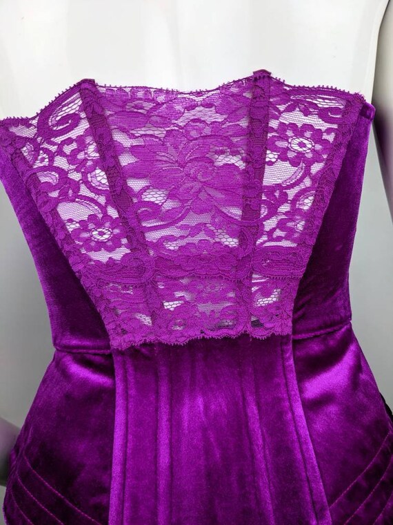 vintage 80s LA PERLA purple bustier. deadstock velvet… - Gem