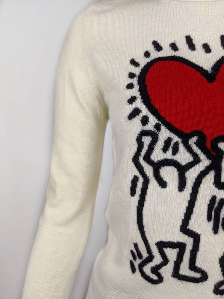 Y2k Vintage JIL SANDER Keith Haring Sweater. Men Holding a Heart/love ...
