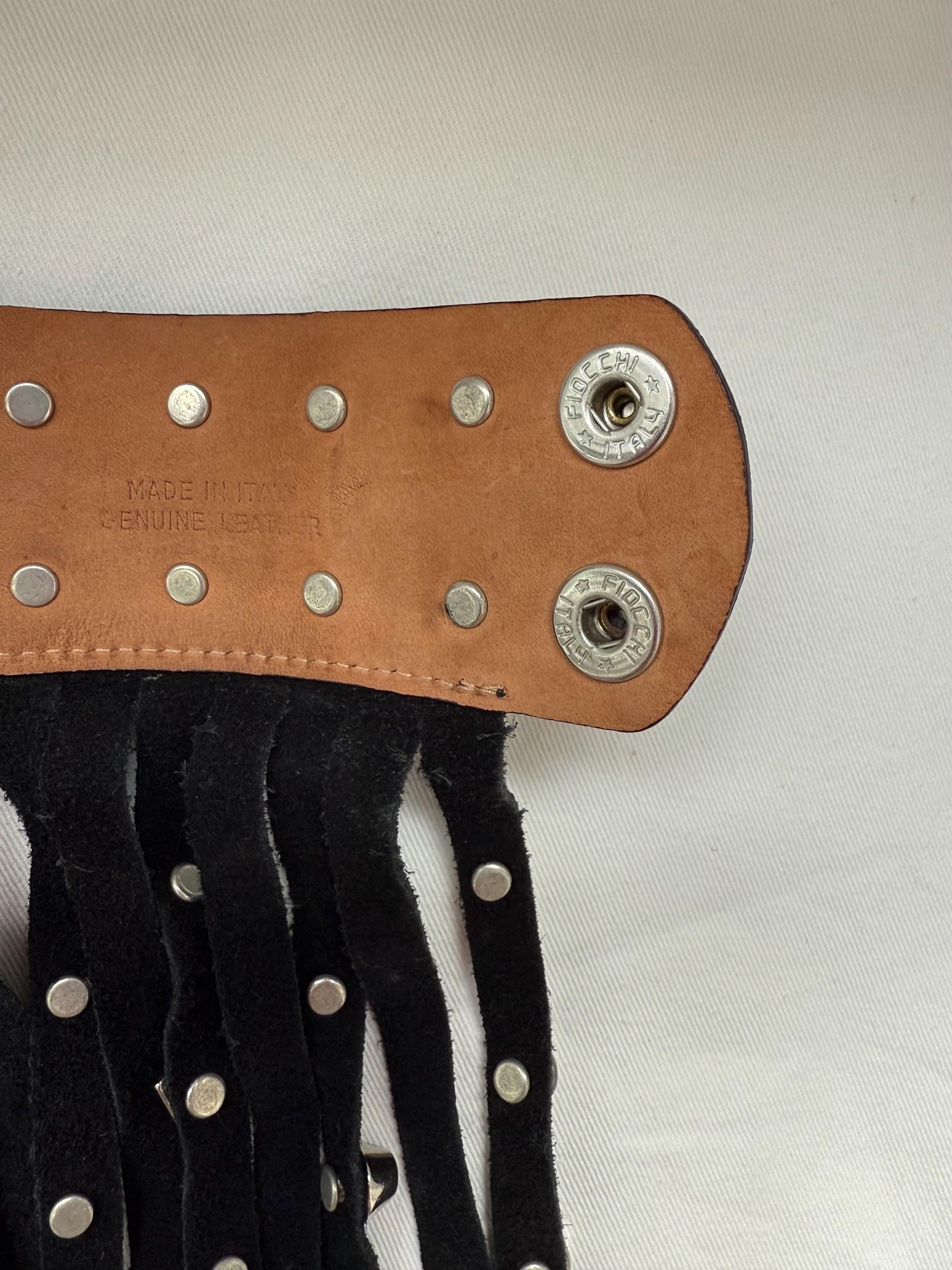 Blumarine Vintage Suede Fringe Cuff Bracelet – Studded & Rhinestone ...