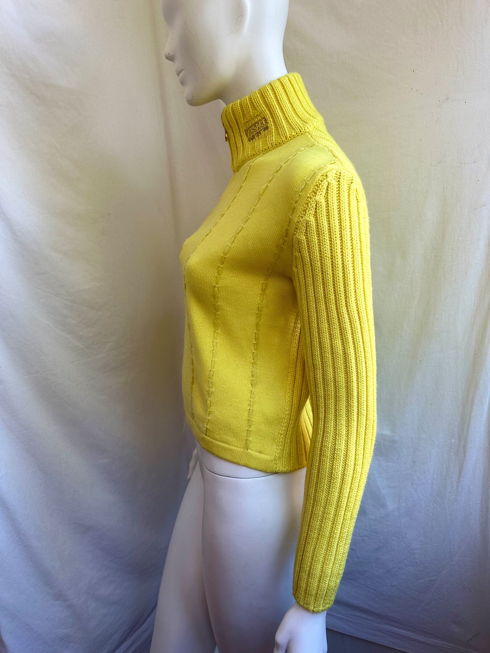Y2k Vintage VERSACE Jeans Couture Yellow Zip up Sweater - Etsy