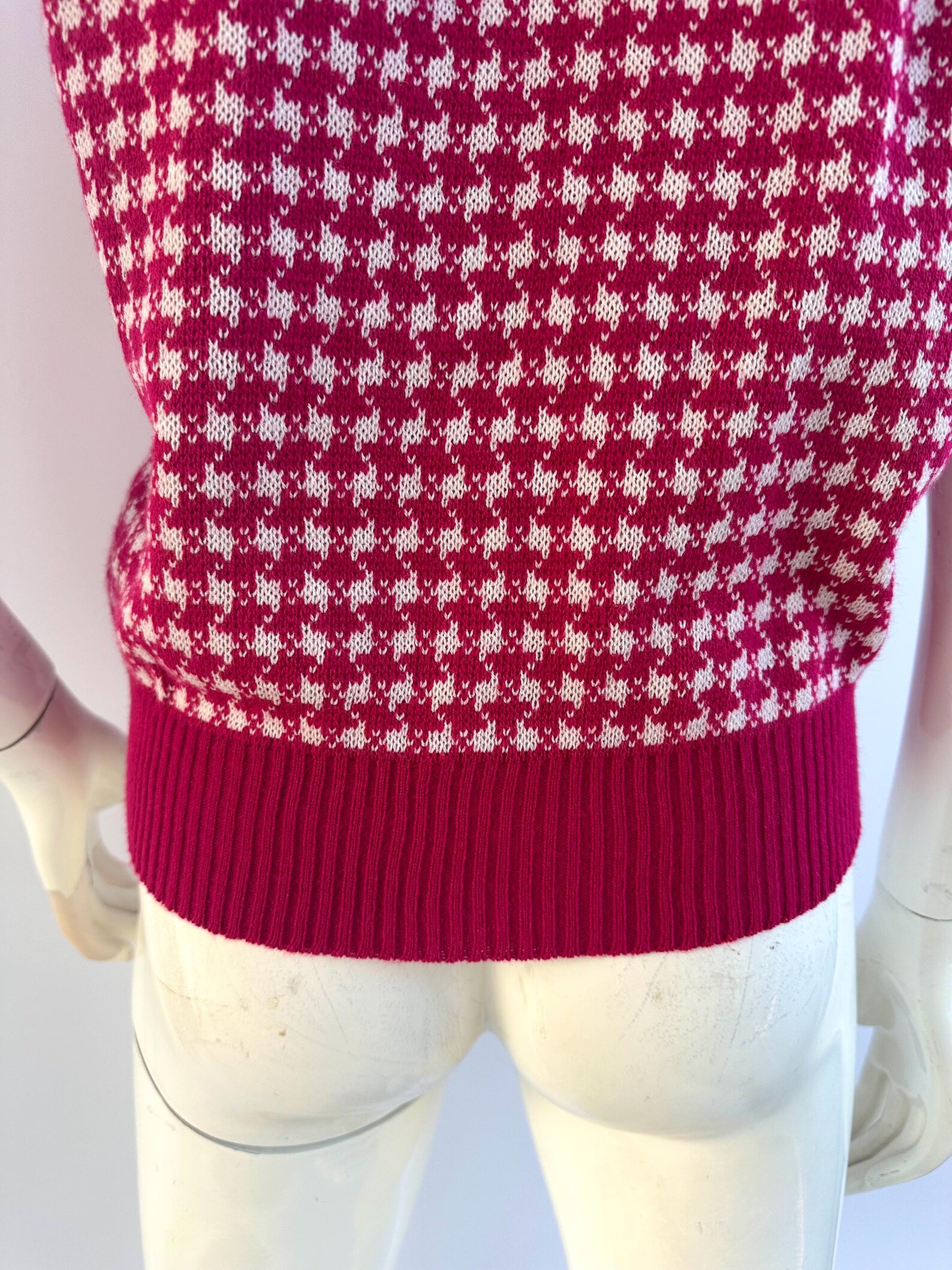 Y2k Vintage Knitted Hot Pink Vest, Houndstooth Print Tank Top - Etsy