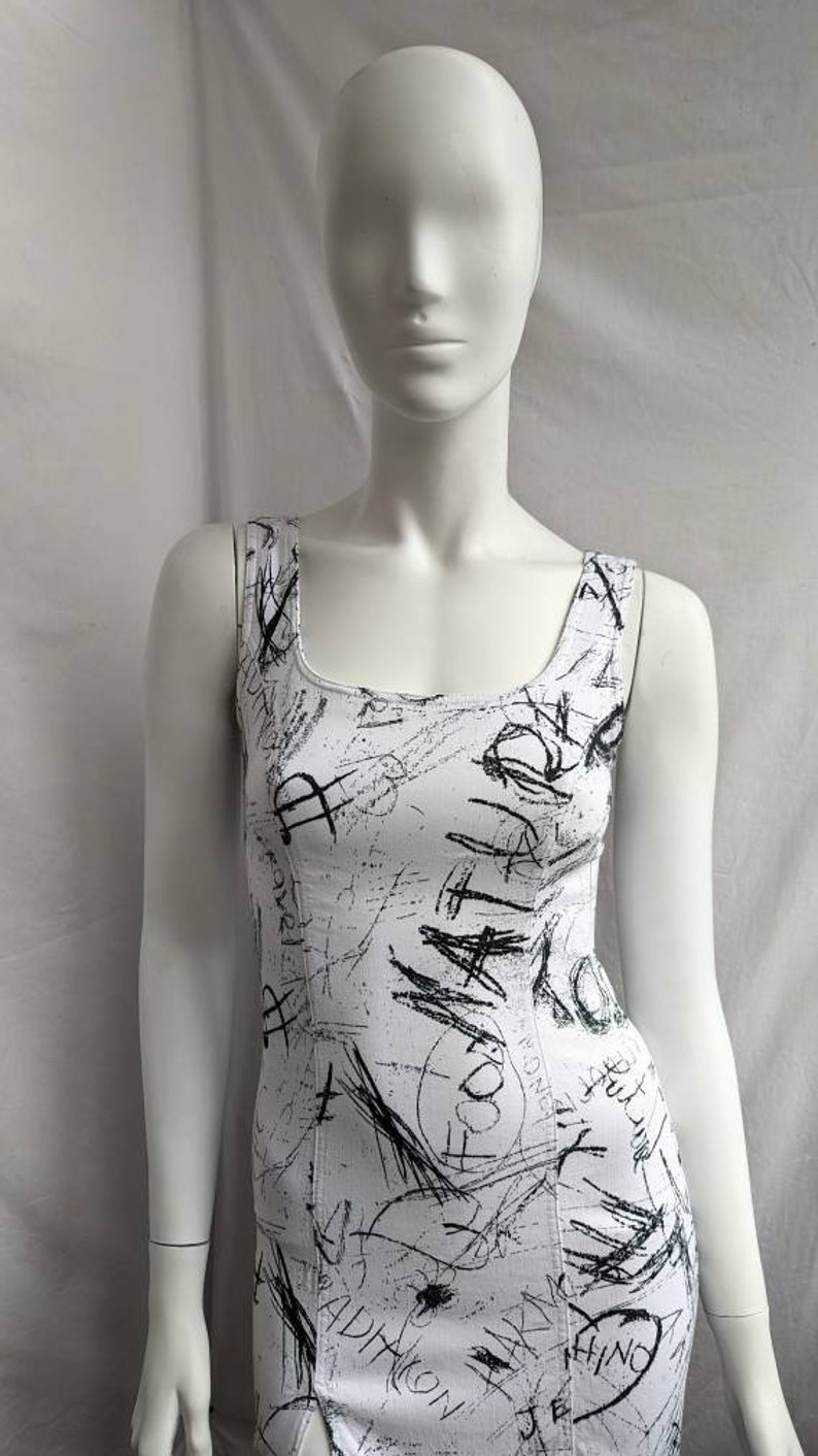 Vintage 90s MOSCHINO Graffiti Dress. Grunge Abstract Tank Dress - Etsy