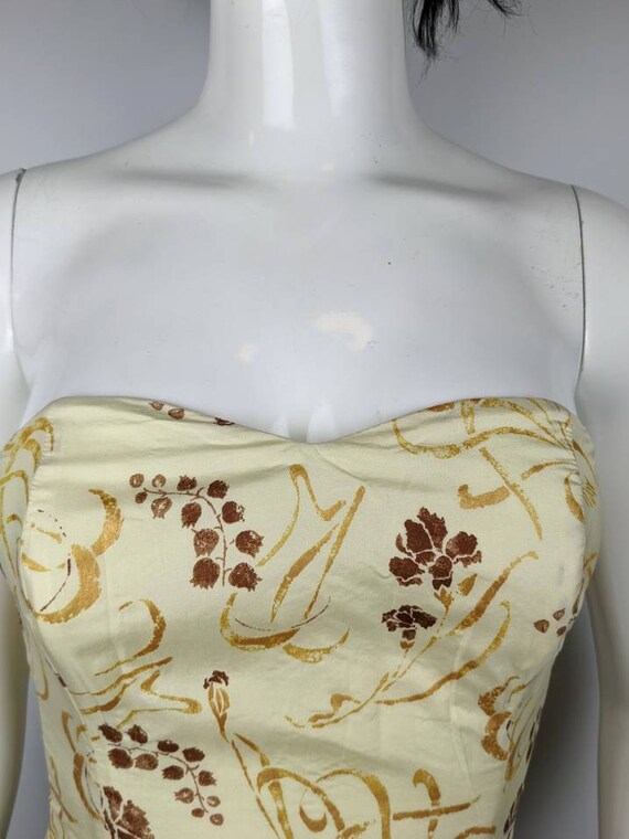 Vintage 90s Laurel Beige Bustier, Grapes print Corset… - Gem
