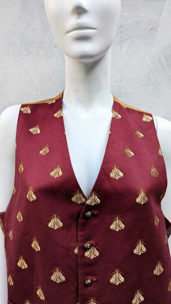 Vintage Gentlemen's Waistcoat Bees Print FAVOURBROOK Bronze and ...