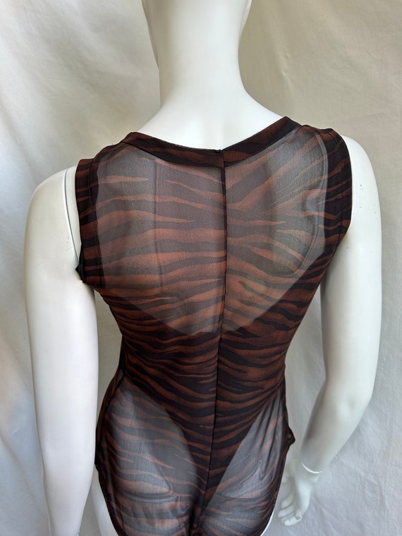y2k vintage LA PERLA mesh tiger print bodysuit - Gem