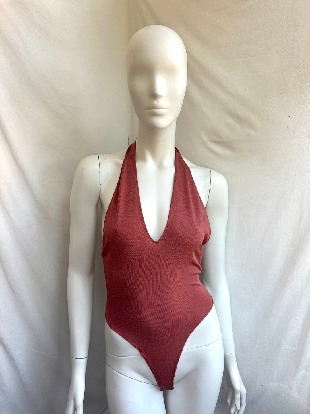Y2k Vintage Dolce Gabbana Halterneck Bodysuit, Brick Color Leotard - Etsy