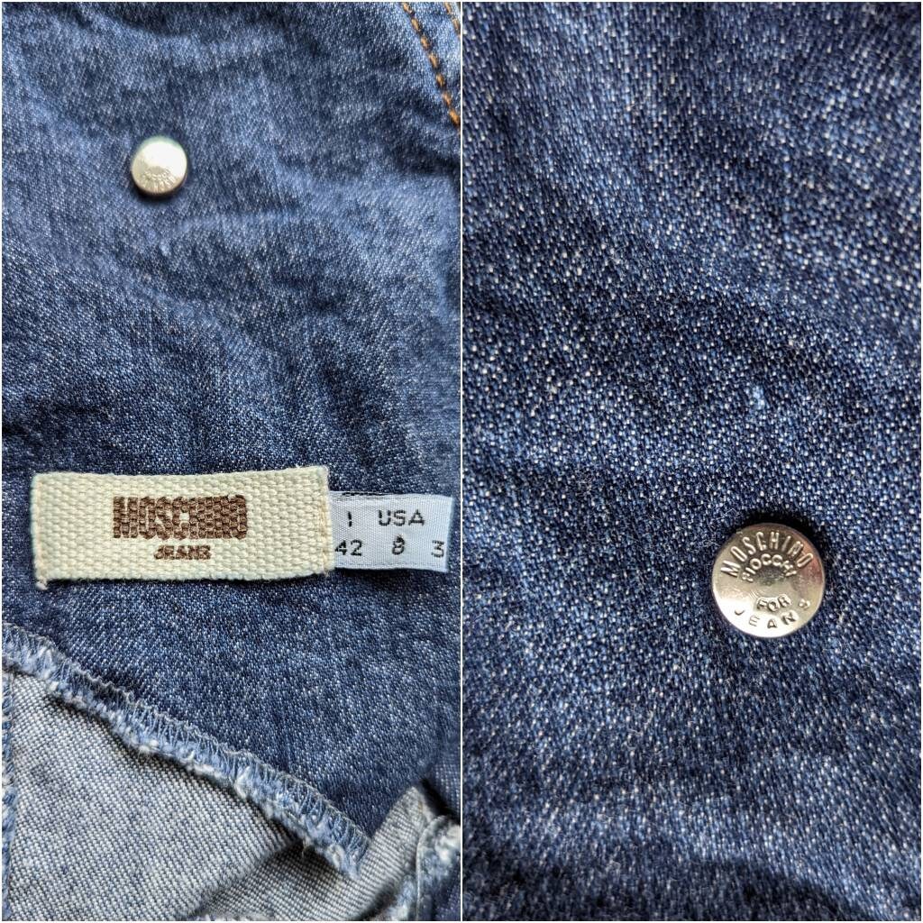 Vintage 90s MOSCHINO Denim Top. Open Back Button up Vest. Jeans ...