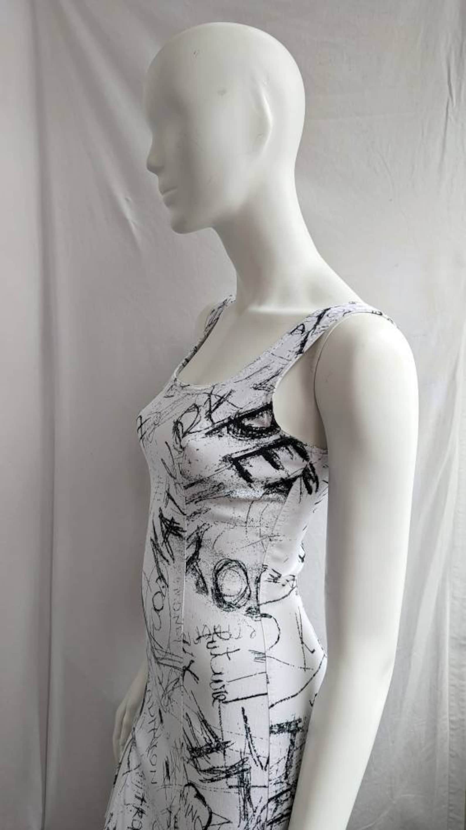 Vintage 90s MOSCHINO Graffiti Dress. Grunge Abstract Tank Dress - Etsy