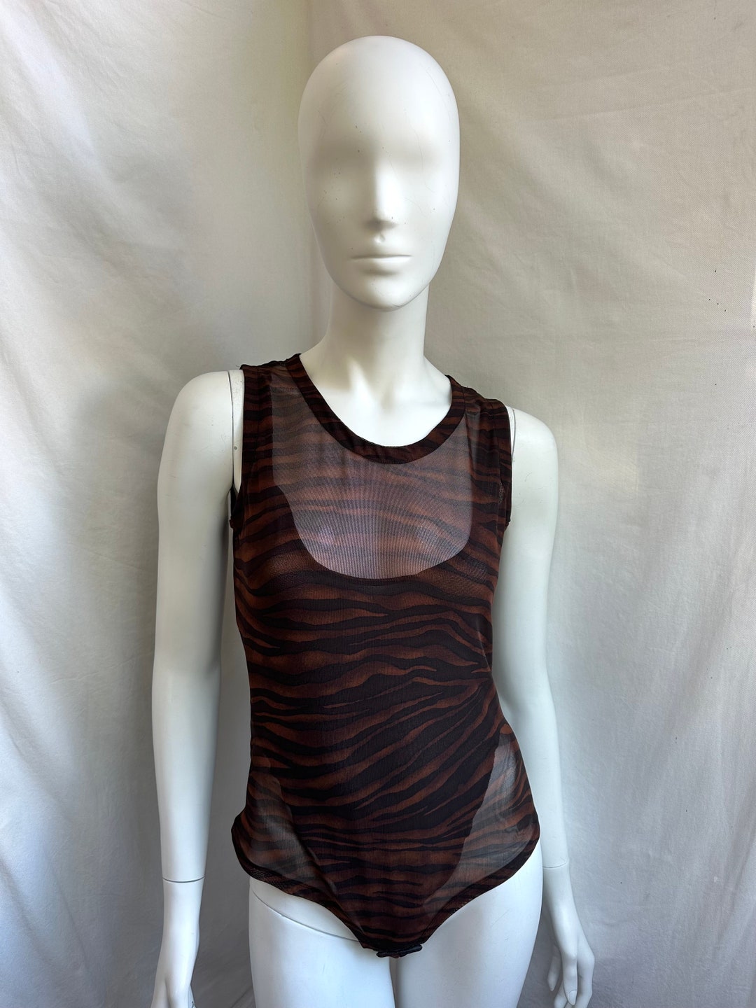 Y2k Vintage LA PERLA Mesh Tiger Print Bodysuit - Etsy
