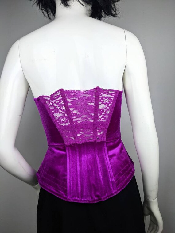 vintage 80s LA PERLA purple bustier. deadstock velvet… - Gem
