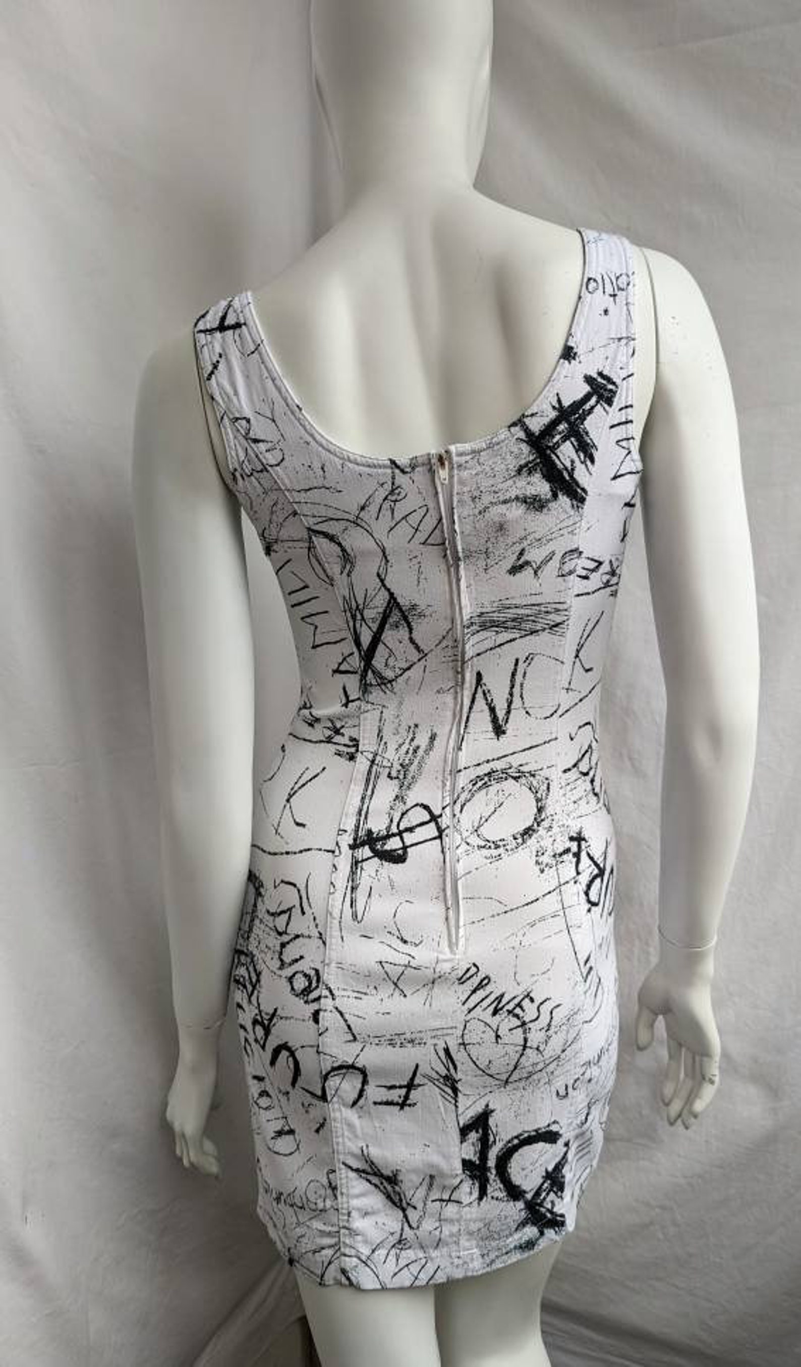 Vintage 90s MOSCHINO Graffiti Dress. Grunge Abstract Tank Dress - Etsy
