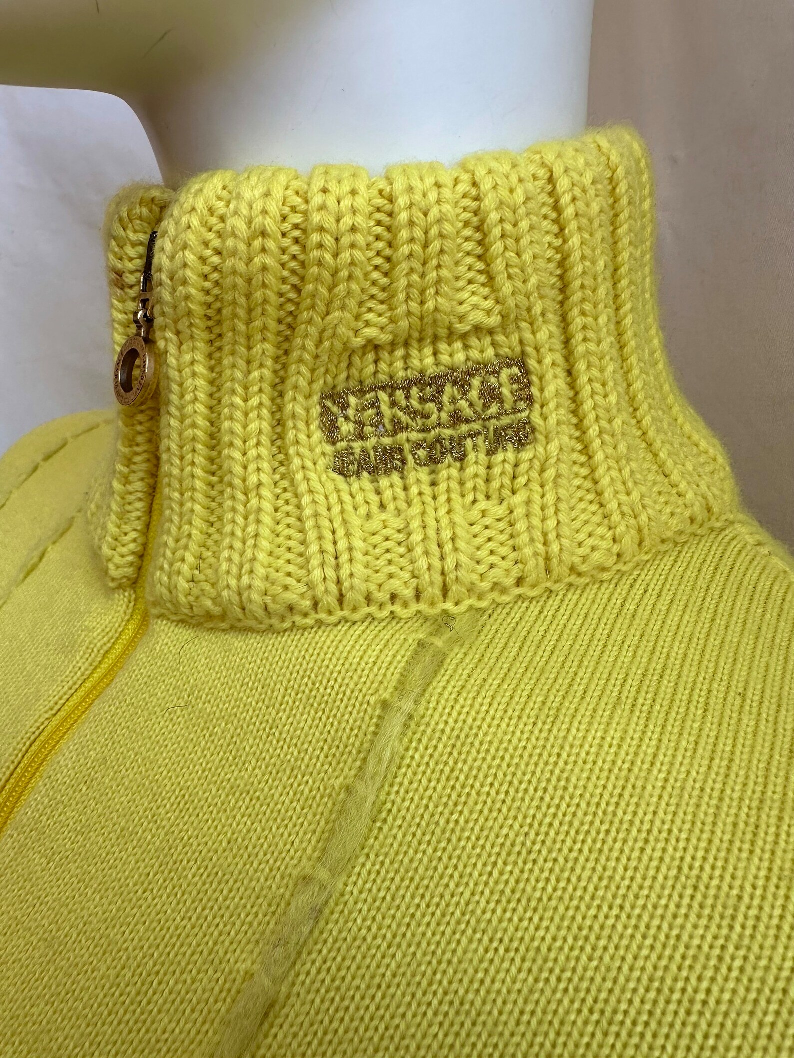 Y2k Vintage VERSACE Jeans Couture Yellow Zip up Sweater - Etsy