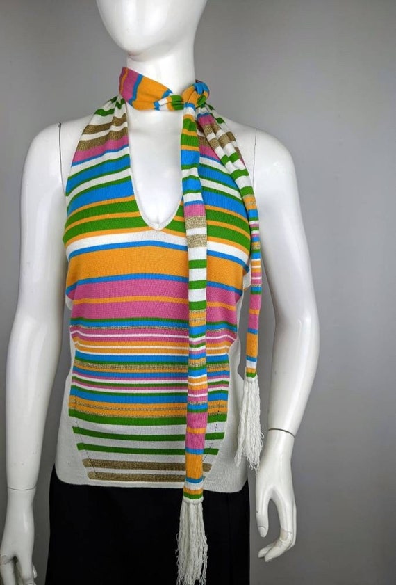 Y2k Vintage DOLCE GABBANA Halter Top. Striped Multicolor Y2k Vintage DOLCE GABBANA Halter Top. Striped Multicolor