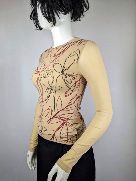 y2k vintage beige abstract mesh top ELLE. Jean Paul G… - Gem