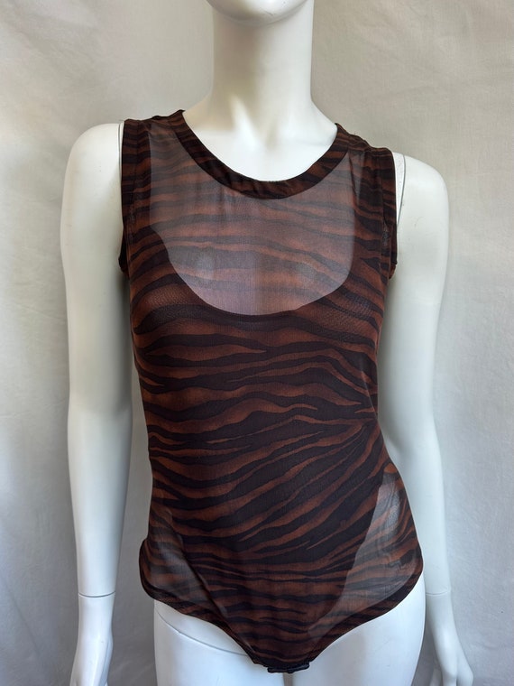 y2k vintage LA PERLA mesh tiger print bodysuit - Gem