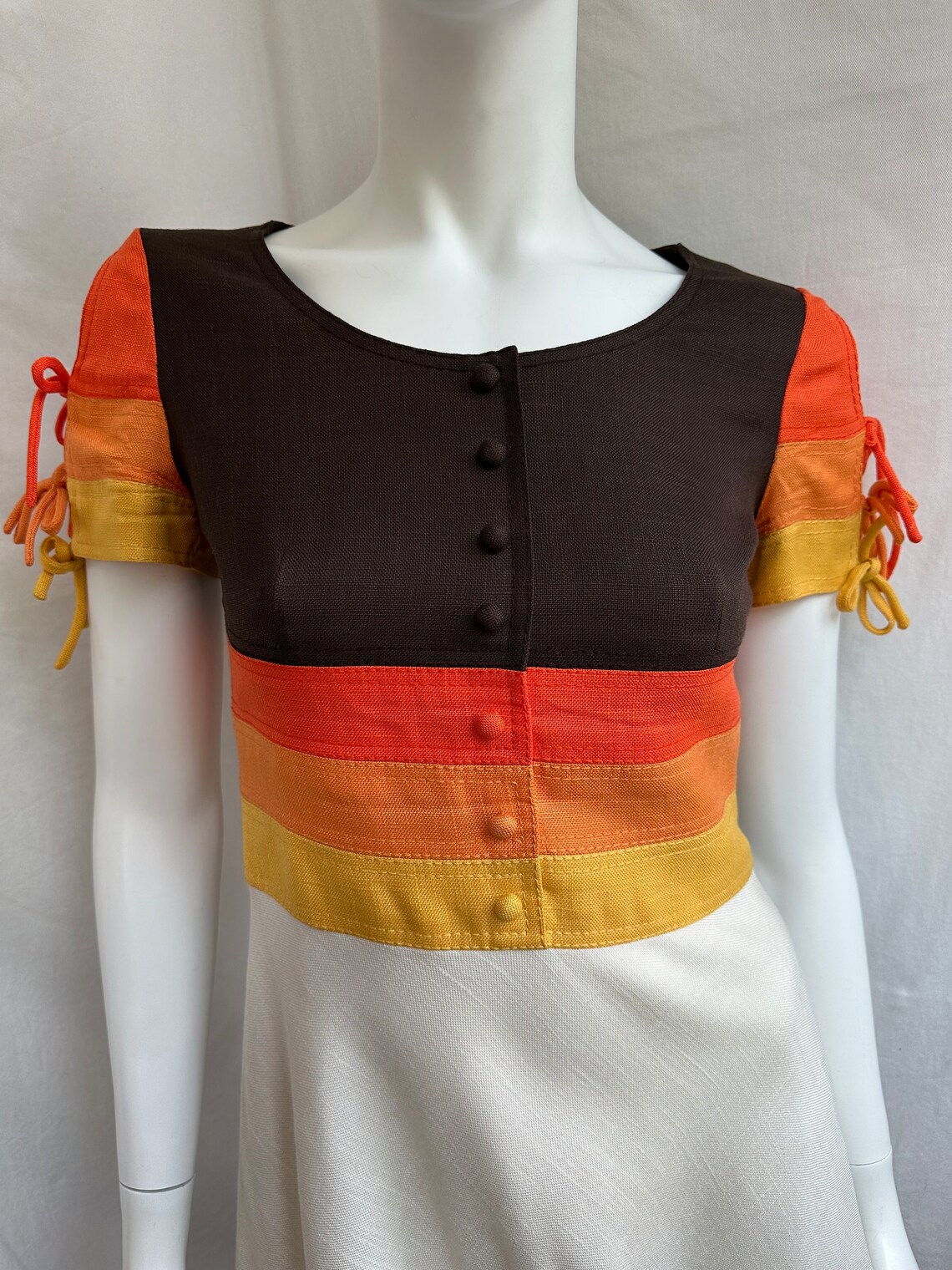 Vintage 70s LOUIS FERAUD Burlap Bell-bottom Dress. Bow Sleeves - Etsy