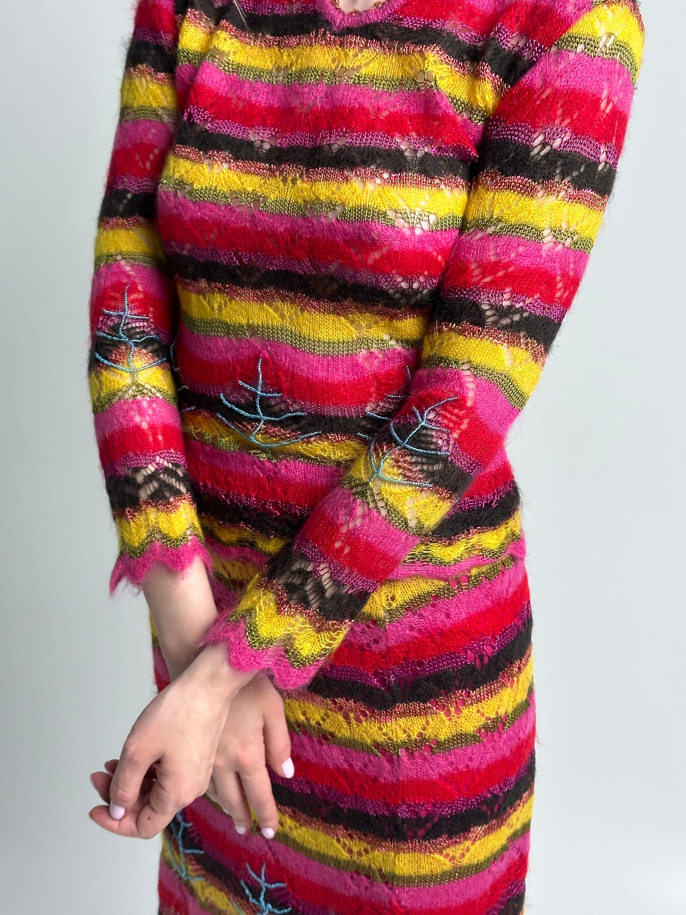Y2k Vintage CHRISTIAN LACROIX Knit Set. Crochet Striped Skirt and Top ...