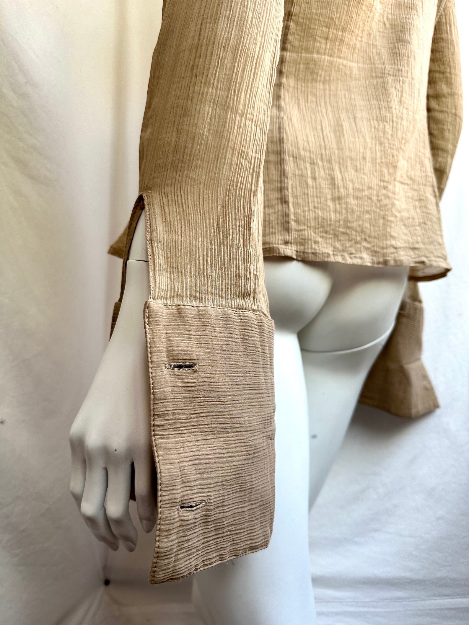Vintage 90s GIANNI VERSACE Jabot Blouse. Ruffled Beige Silk Shirt - Etsy