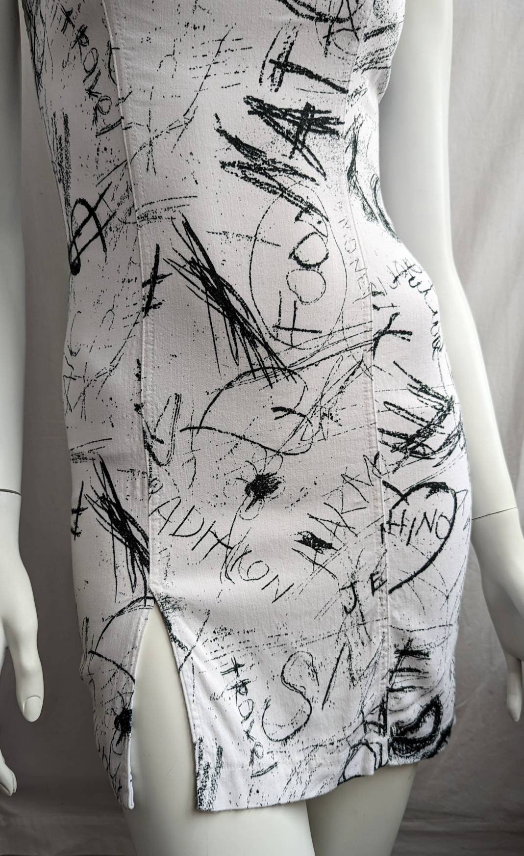Vintage 90s MOSCHINO Graffiti Dress. Grunge Abstract Tank Dress - Etsy