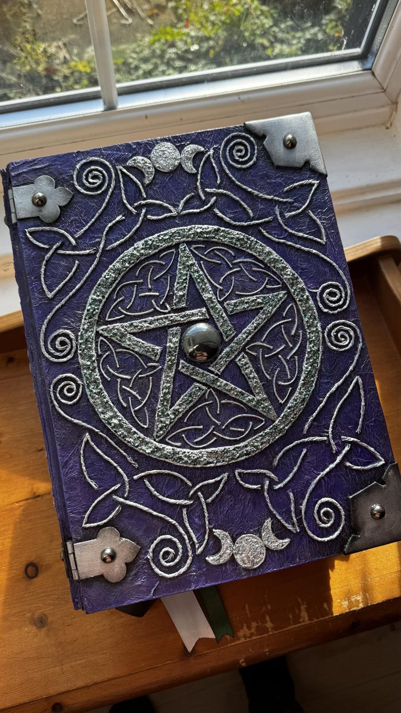 Whisper of the Veil - Handmade Witch's Grimoire, Hematite, Pentacle ...