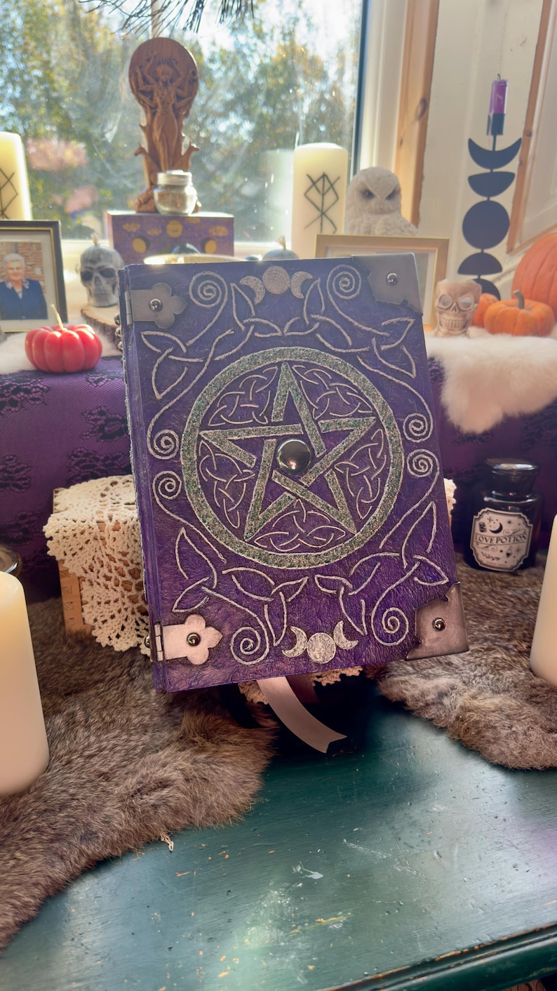 Whisper of the Veil - Handmade Witch's Grimoire, Hematite, Pentacle ...
