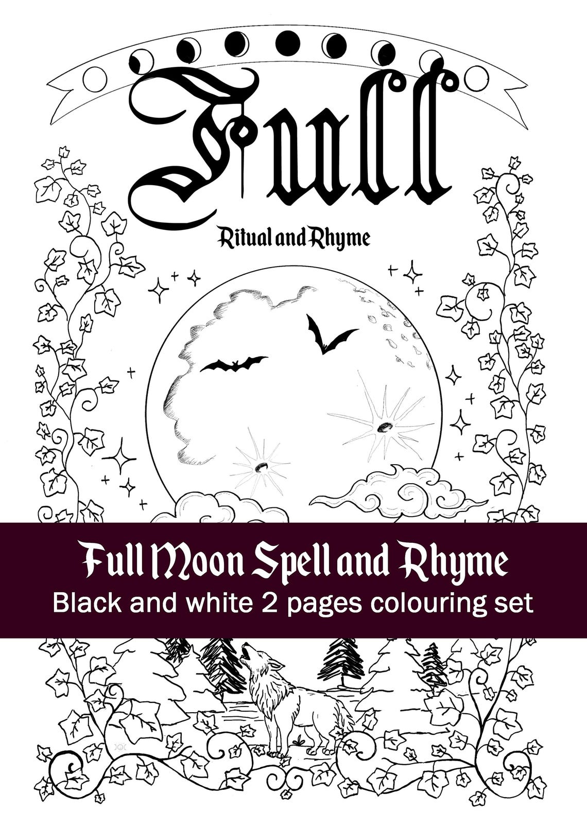 Full Moon Spell COLOURING PAGES: Witchy Grimoire Printable Files - Etsy