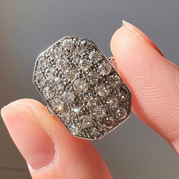 Rectangle Diamond Ring - Etsy