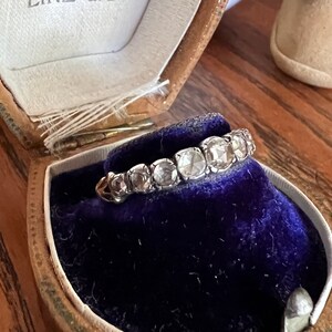 HALF HOOP Antique 18k Gold Nine Stone Rose Cut DIAMOND Ring Foiled ...