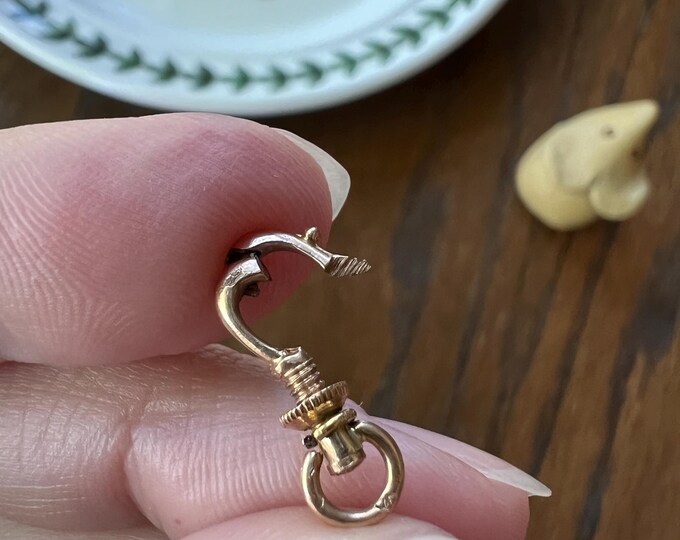 FRENCH ANTIQUE 0.8g 18k GOLD Solid Victorian Screw Bolt Dog Clip Clasp ...