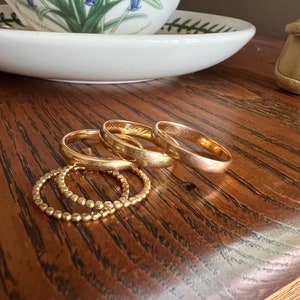 DATED 1910? ANTIQUE 18k Gold Rosy French Wedding RING 3.2mm Wide Band ...