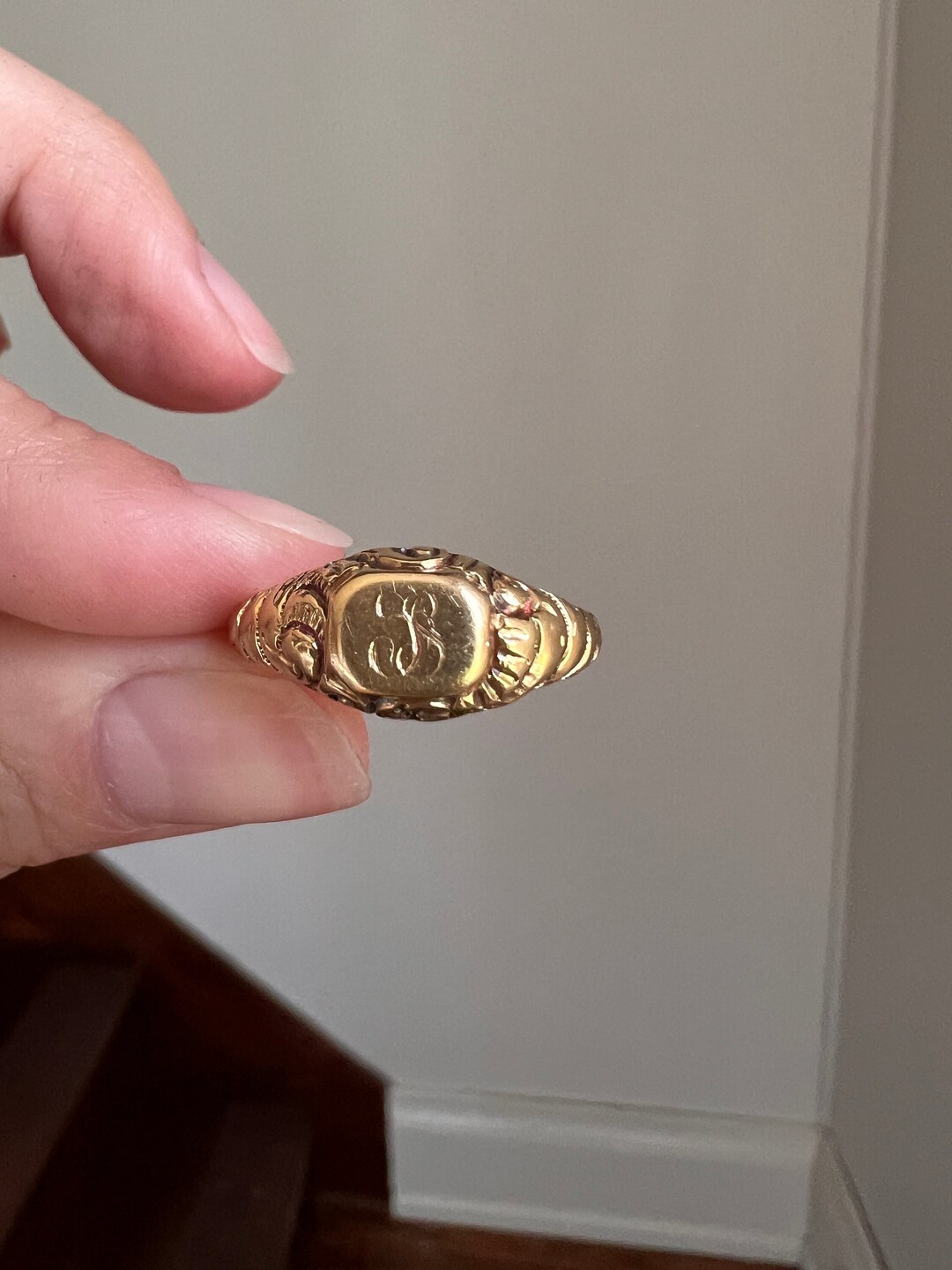 French Antique GEORGIAN Era Embossed Signet Ring 18k Gold Victorian ...