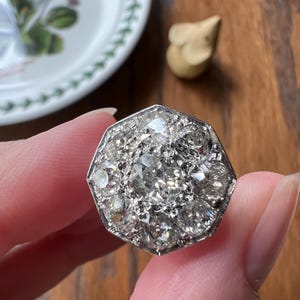 XL 2.7 Carat OCTAGON Shield French Antique PLATINUM Ring Old Mine Cut ...
