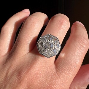 XL 2.7 Carat OCTAGON Shield French Antique PLATINUM Ring Old Mine Cut ...
