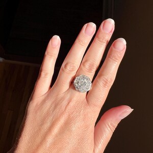 XL 2.7 Carat OCTAGON Shield French Antique PLATINUM Ring Old Mine Cut ...