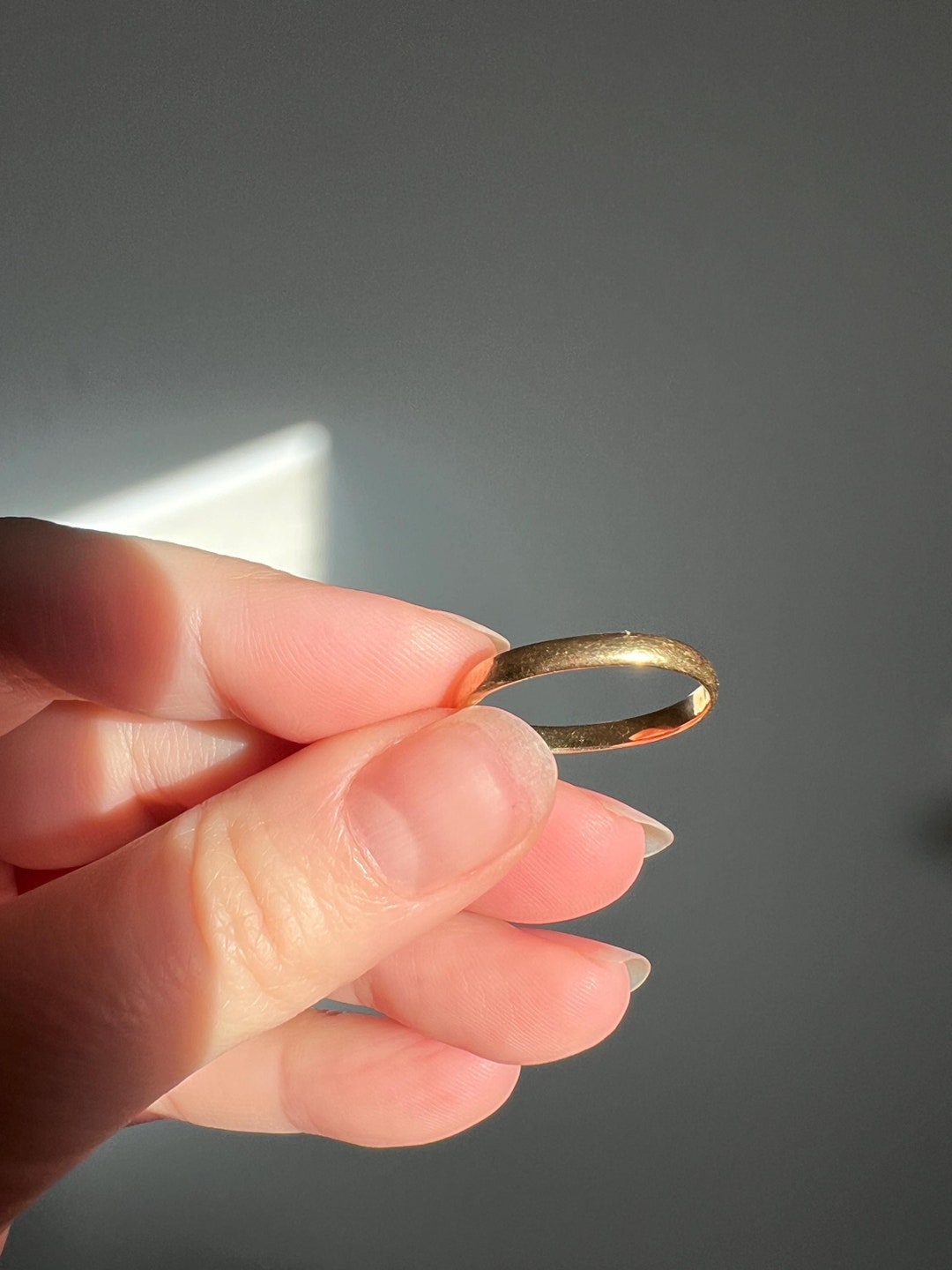 Skinny Band ANTIQUE 18k Gold French Wedding RING 2.5mm Wide Stacker ...