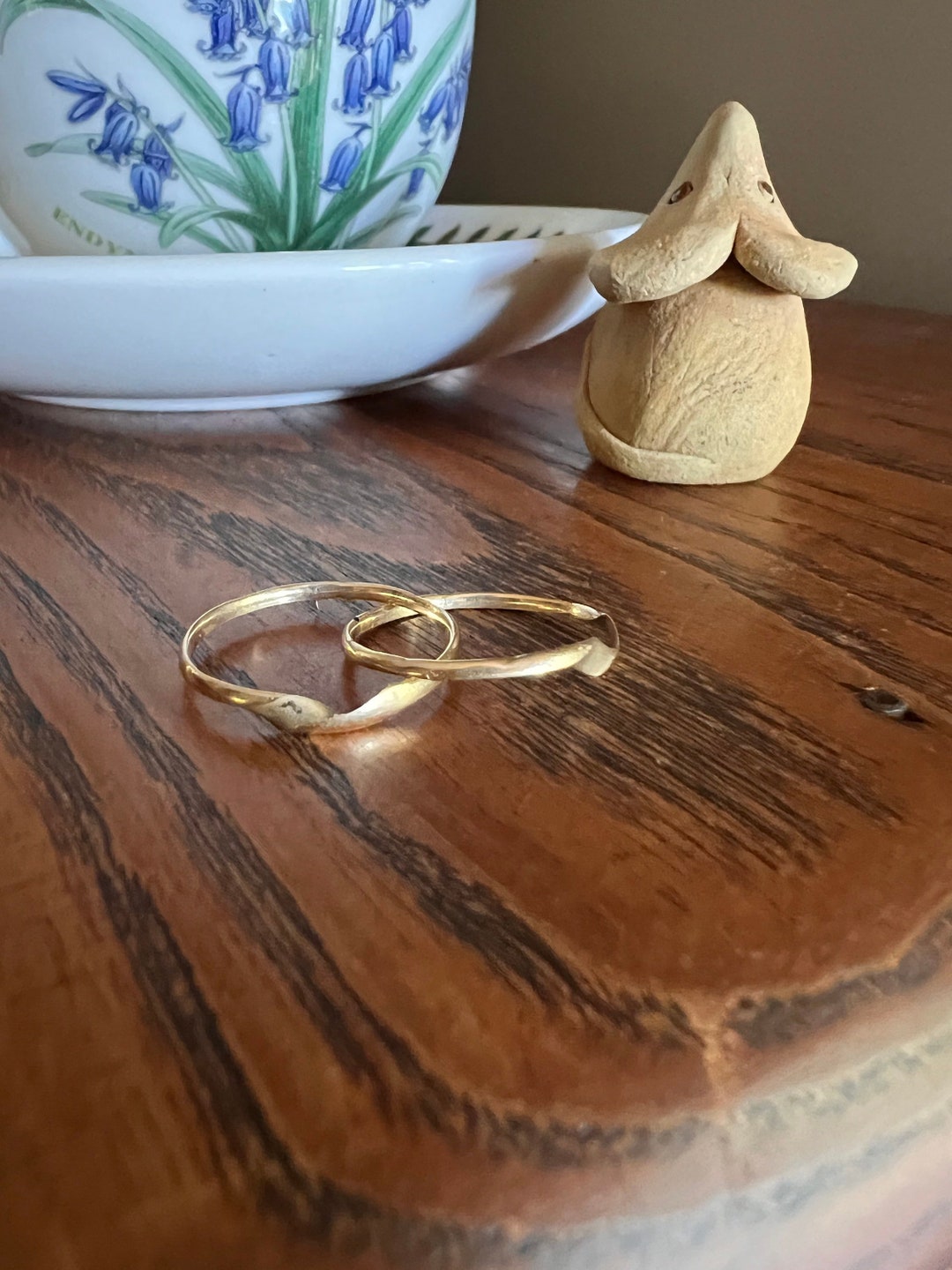 French Antique 18k Gold GIMMEL Twinned Wedding Band Puzzle Ring Folk ...