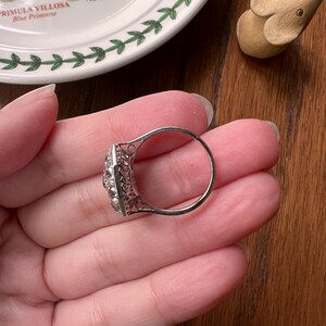 XL 2.7 Carat OCTAGON Shield French Antique PLATINUM Ring Old Mine Cut ...