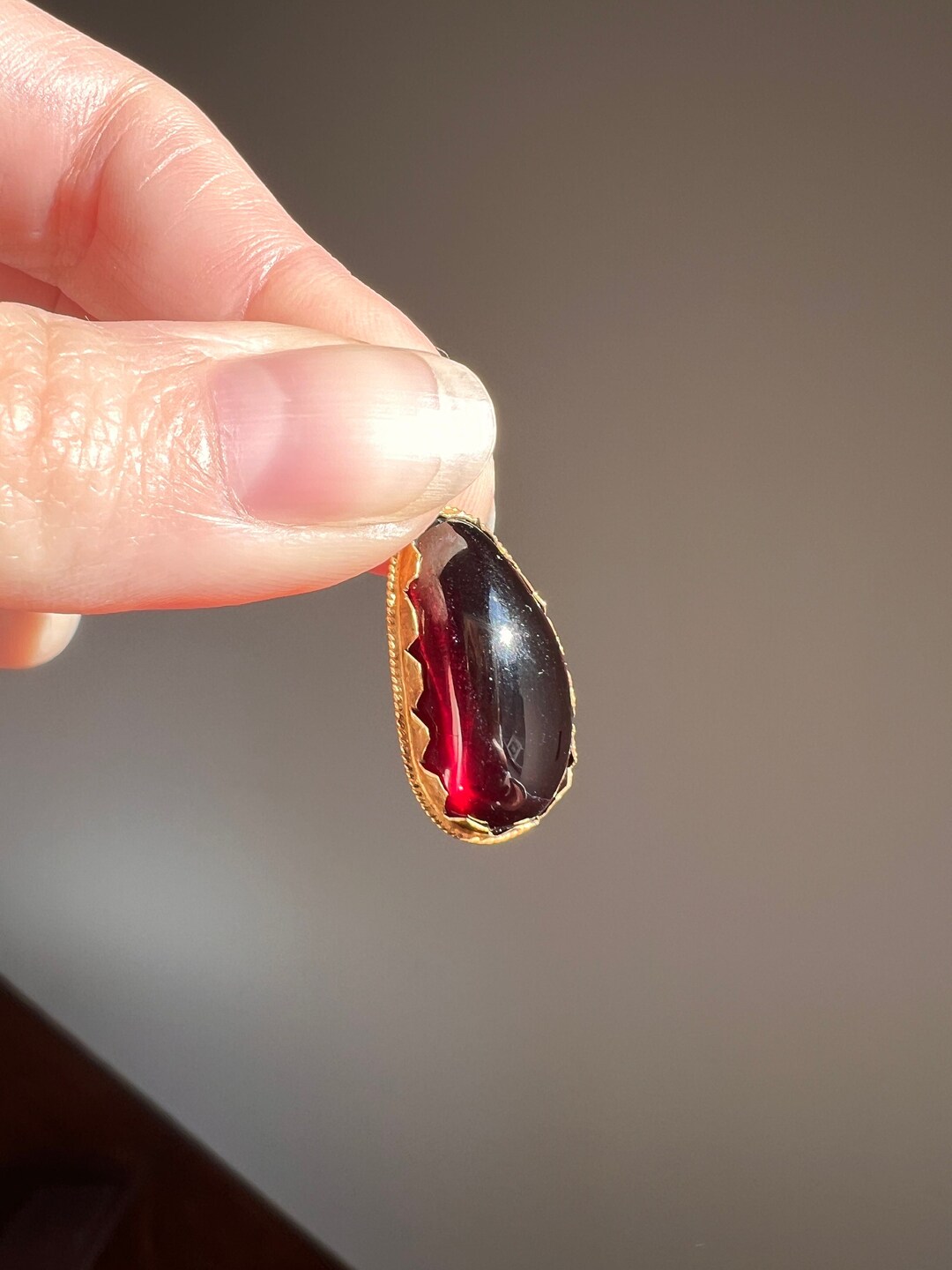 Glowing GARNET Carbuncle Victorian Era French Antique Crimson Red ...