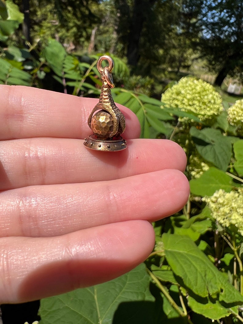 Victorian ANTIQUE 18k GOLD Eagle CLAW Talon Holding Hammered - Etsy