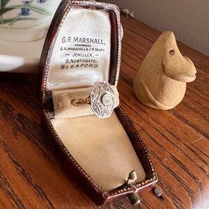 OCTAGON Shield French Antique Rose Cut Diamond 18k GOLD Ring Geometric ...